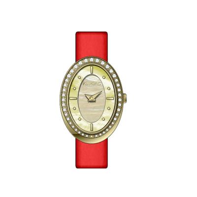 中国 宝石類の卵形の女性ファッション・ウォッチの革バンドの水晶 販売のため