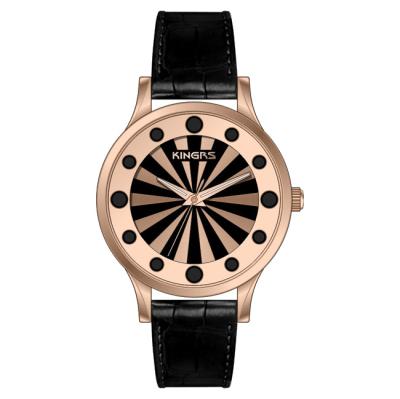 China Waterproof Genuine Leather Quartz Watch Alloy Case For Ladies 3ATM for sale