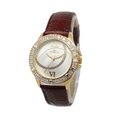 China 34.5mm Diamond Women Jewelry Watch Round Water Resistant 3 Hands for sale