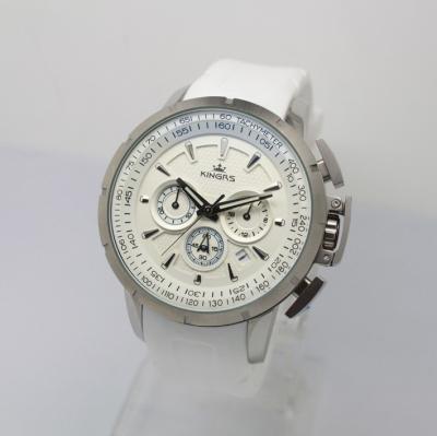 China Silicone Leather Band Watches , Quartz Analog Multi Functional Watches for sale