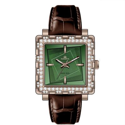Китай Зеленый цвет wristwatch неподдельной кожи вахты нефрита Fashional пар OEM продается
