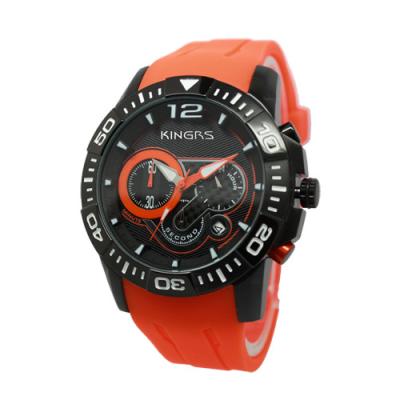 China Two Movement Digital Wrist Watches Stainless Steel Case With Silicone Band For Men for sale