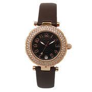 China Ladies Dual Time Genuine Leather Quartz Watch Custom Logo 36.0mm for sale