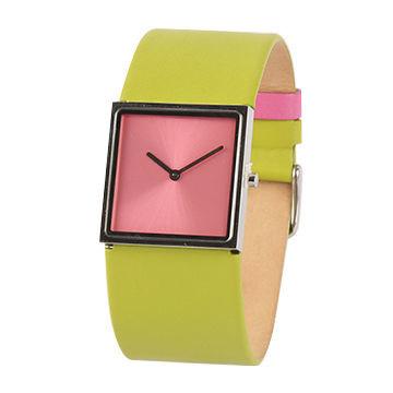 China Square Stainless Steel Watches Leather Band For Ladies , Quartz Hand Watch for sale