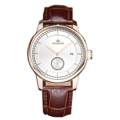 China Negócio elegante/relógio ocasional dos homens com a correia de couro genuína, vidro mineral à venda