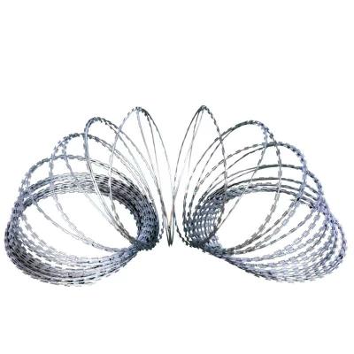 China 2.5mm de diámetro CBT-65 BTO-22 Acero inoxidable alambre de púas de afeitar para la seguridad del aeropuerto en venta