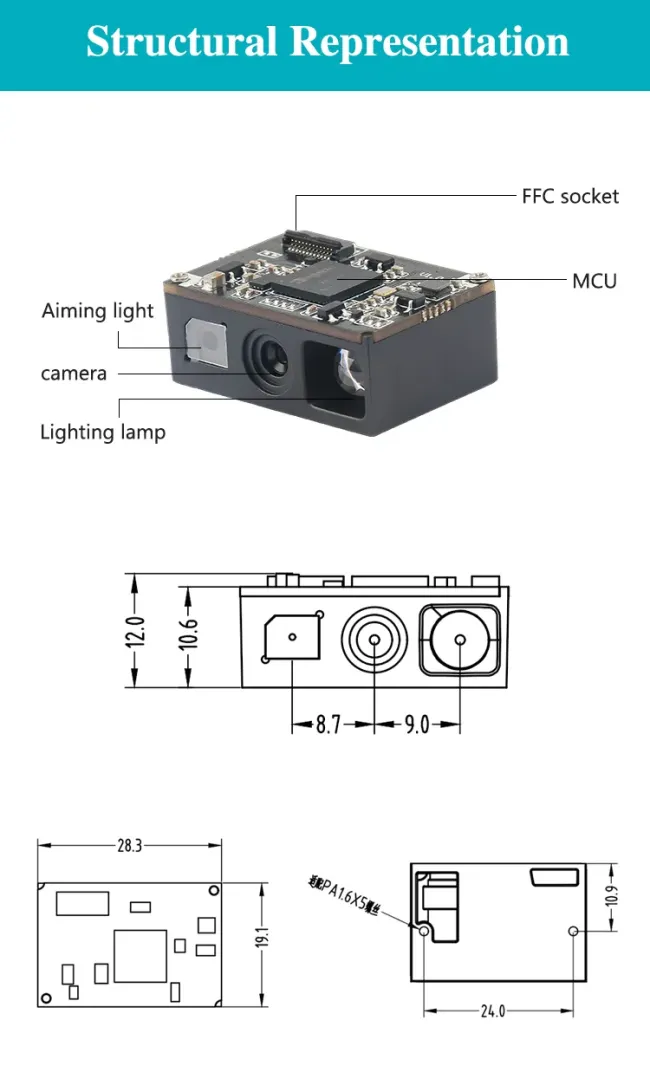 Embedded Barcode Scanner Module - Size Comparison