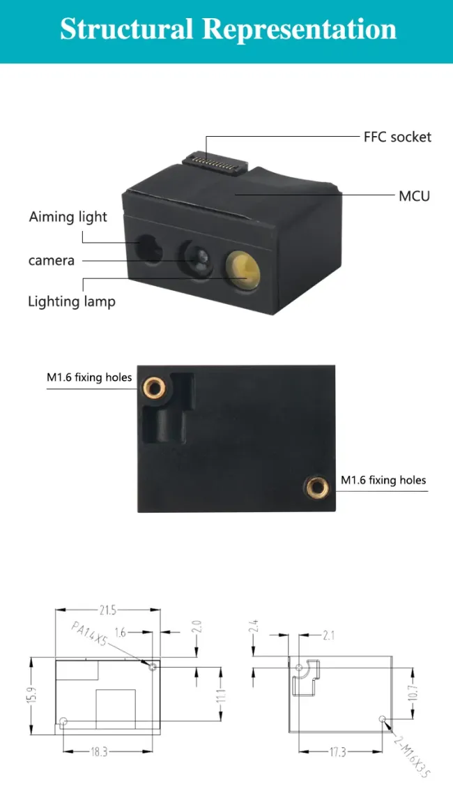 DE2390 Barcode Scanner Module - Top View