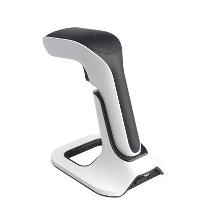 China 2D QR Bar Code Reader Bluetooth Wireless 2.4G Barcode Scanner With Charging Stand 2200mAh Battery for sale