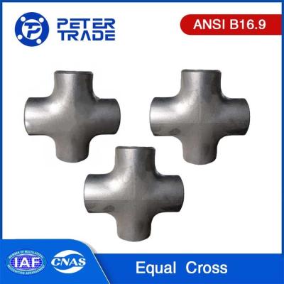 Cina ASME B16.9 ASTM A234 Acciaio al carbonio Fittings di saldatura a cuffia Pipe Fitting Equal Cross 1/2 NPS A 48 NPS in vendita