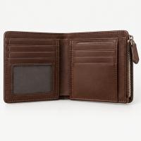 China Custom Leather Zip Around Bifold Wallet With Multiple Card Slots for sale