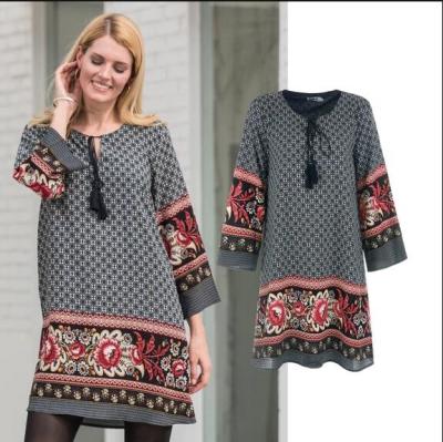 China Factory price Patterned Border Dress Spring Dress for women for sale