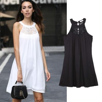 China Newest Design Women Sleeveless Dress with Lace Panels for sale