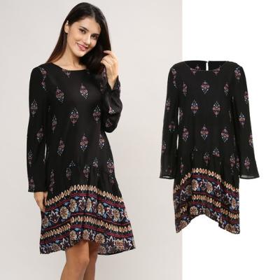 China Newest Design Women Folklore Pattern Shirt Dress for sale