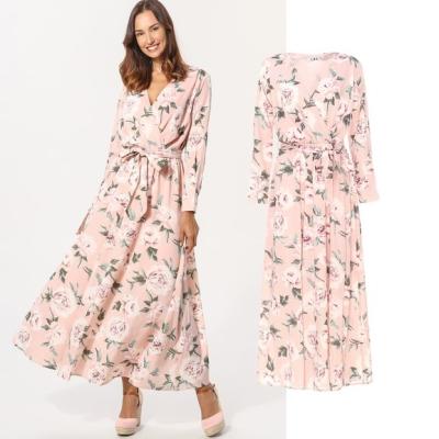 China custom make new arrival style rose print long dress for woman for sale