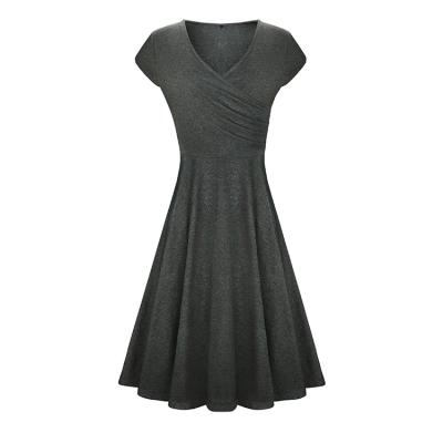 China Newest Design WomenNew Arrival Pure Color Sleeveless V Neck Dress with Plus Size for sale