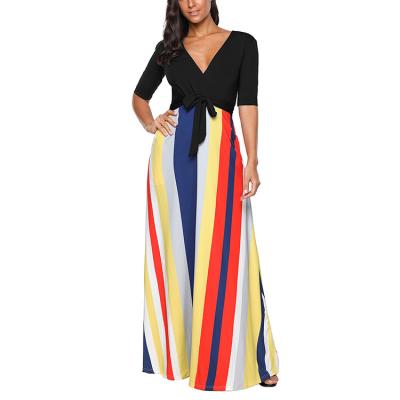 China Newest Design Women V-neck Maxi Dress Plain Loose Swing Casual Long Jumpsuit for sale