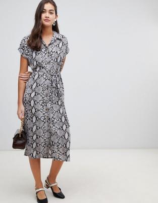 China OEM new style animal print grey girls midi shirt dress for sale