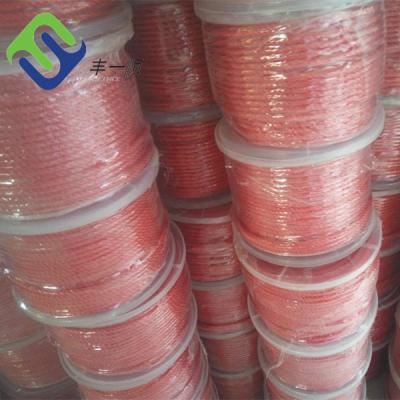 China 14mm Polyethylene Twisted Red Rope With Blue Tracer for sale