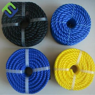 China 5mmx220m Yellow Color 3 Strands Polyethylene Rope With Customized Packing for sale