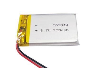 China 503048 3.7V Lipo Battery 750mAh , High Capacity Lithium Polymer Battery for sale