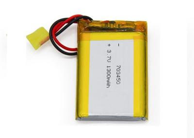 China Rechargeable 703450 3.7V 1300mAh Lithium Polymer Battery Pack 1C / 1300mA for sale