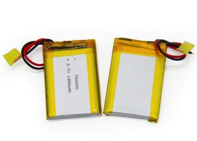 China Rechargeable 703450 3.7V 1300mAh Lithium Polymer Battery Pack 1C / 1300mA for sale