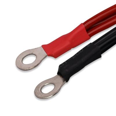 China Custom Cold Pressed  Black Red Crimping Terminal Ring Electric Industrial Cable Assembly, Grounding Wire Harness for sale