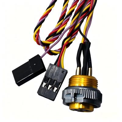 China OEM Custom Wiring Harness | High Quality JR Servo Connector Cable with PC7 Panel Mount Plug | 4-Core Anti-Interference Twisted Wire for RC Models or Industrial Automation | China Factory for sale