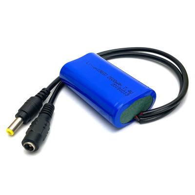 China Rechargeable 18650 Battery Pack | 2000mah 7.4V Compact 2-Cell Lithium Battery Pack with Dual DC Ports  for Miner Lamp  | ROHS Compliant Made in China for sale