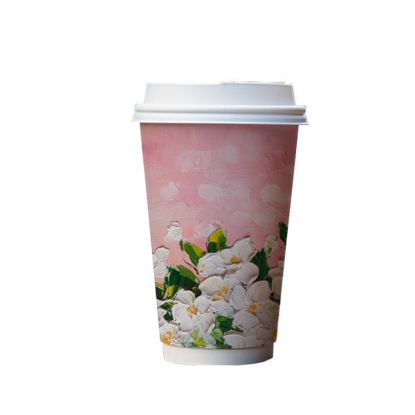 Quality Pink Jasmine Double Laminated Thick Wall Custom Logo Paper Cup Coffee Tea for sale