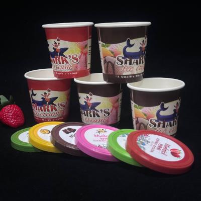 China Custom Printed Eco Friendly Ice Cream Cups Biodegradable with Dual Lid Options for sale