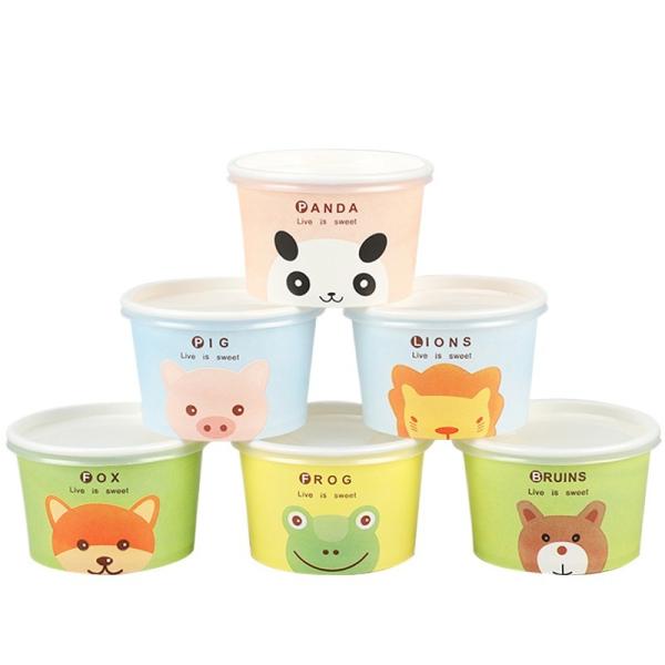 Quality 8oz Biodegradable Paper Disposable Ice Cream Bowls With Custom Logo For Ice Cream Takeout for sale