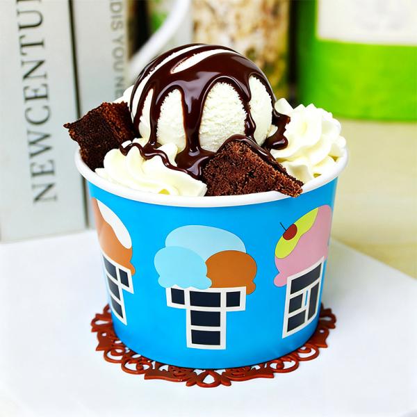 Quality Eco Friendly Paper Bowls Disposable Ice Cream Cup Custom Logo Leak Proof For Takeout Desserts for sale
