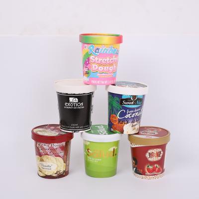 China Fully Biodegradable Double Coated Disposable Ice Cream Cup Bowls With Round Logo for sale