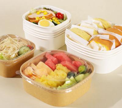 China Square Kraft Takeout Container Leak Proof Reinforced Base Microwave Safe Food Grade Virgin Paper for sale