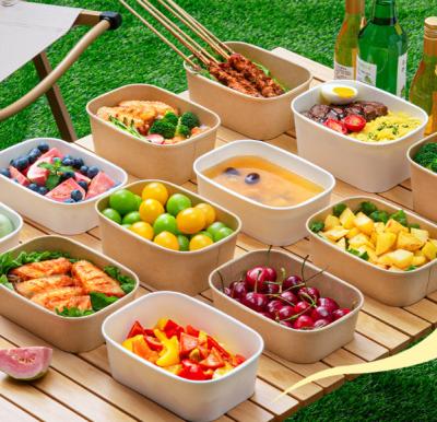 China Water Resistant Coated Kraft Paper Bowl Microwave Safe Stackable Disposable Food Containers Design for sale