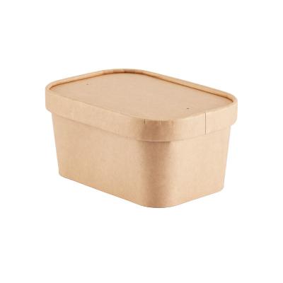China Square Thickened Kraft Paper Meal Box Leak Proof Microwave Safe Biodegradable for sale