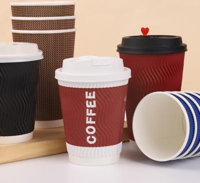 China Ripple Wall Corrugated Paper Cups Water Resistant Lining Eco Leak Proof Disposable for sale