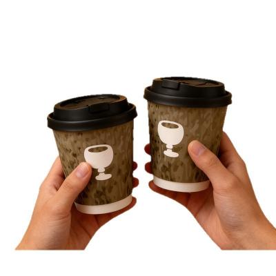 China Double Layer Thickened Heat Resistant Coffee Cup Custom Logo Printing Premium Takeaway Packaging for sale