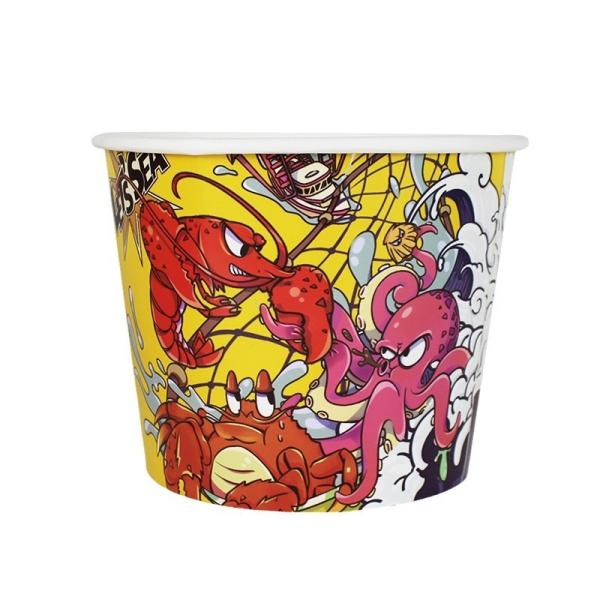 Quality Stackable Eco Friendly Disposable Fried Chicken Paper Bucket With Lid Happy Meal Set for sale