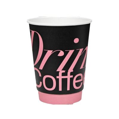 China Disposable Double-Wall Paper Cup with Leak-Proof Lids and Custom Logo Printing for Hot Drinks for sale