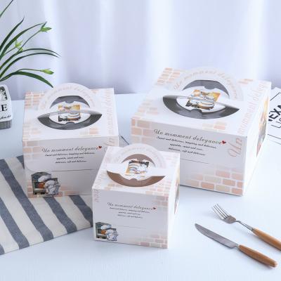 China Handheld Birthday Custom Cake Box Thickened Cardstock PET Window Custom Logo Printing for sale