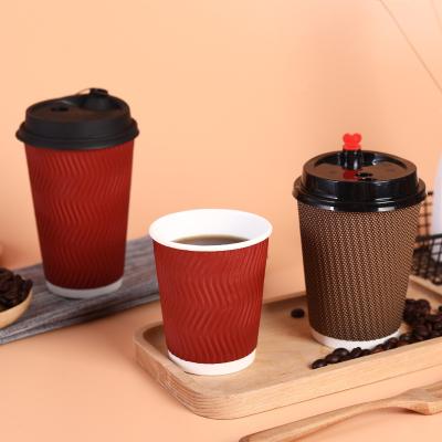 China Custom Corrugated Hollow Double Wall Paper Cup Anti Scalding Insulation Logo Printing for sale