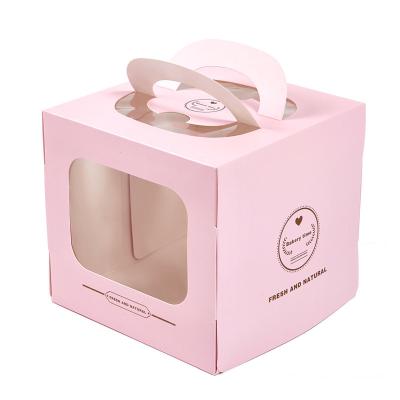 China 4 Inch Mini Cake Box with Tray Eco Friendly Biodegradable for Mousse Cheesecake Packaging for sale