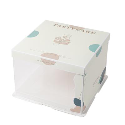 China 6 8 10 12 Inch Tall Square Semi Transparent Cake Box Custom Logo Print for sale