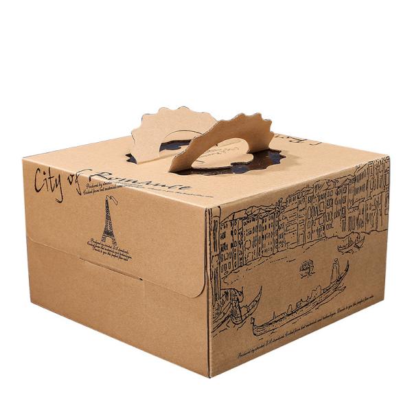 Quality 4 6 8 10 12 14 Inch Square Kraft Paper Cake Box Single Double Layer Custom Logo for sale