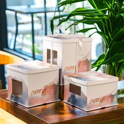 China 6 8 10 12in Birthday Cake Boxes Tall Single Double Layer Custom Logo For Bakery for sale