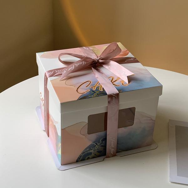 Quality 6 8 10 12in Birthday Cake Boxes Tall Single Double Layer Custom Logo For Bakery for sale