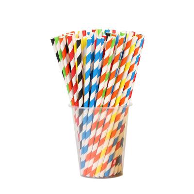 China Colorful Striped Food Grade Biodegradable Paper Straws Disposable Drinking Straws for sale